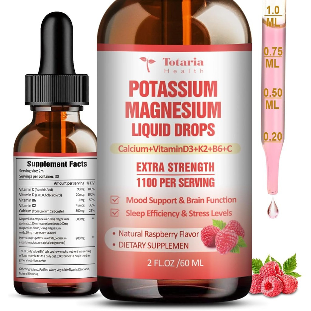 Potassium Magnesium Supplement Liquid Drops - Vitamin K 2 Potassium ...
