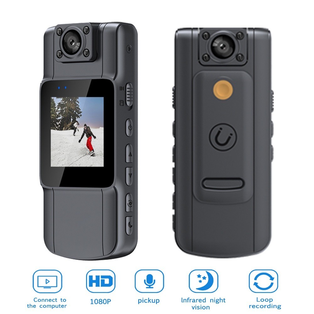 Mini Camera With 2K HD IPS Screen,180°Rotatable Len And Back Clip Full ...