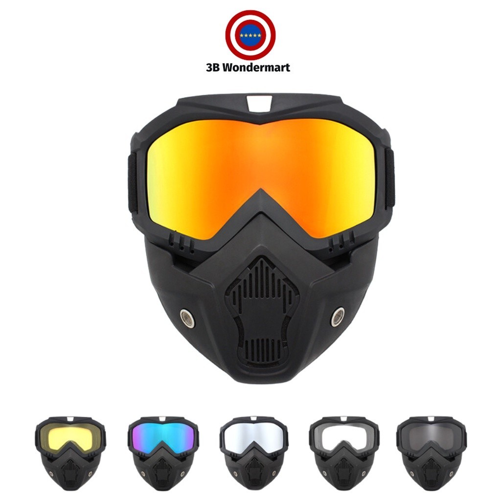 Motorcycle Goggles Mask Detachable Harley Style Protect Padding Helmet ...
