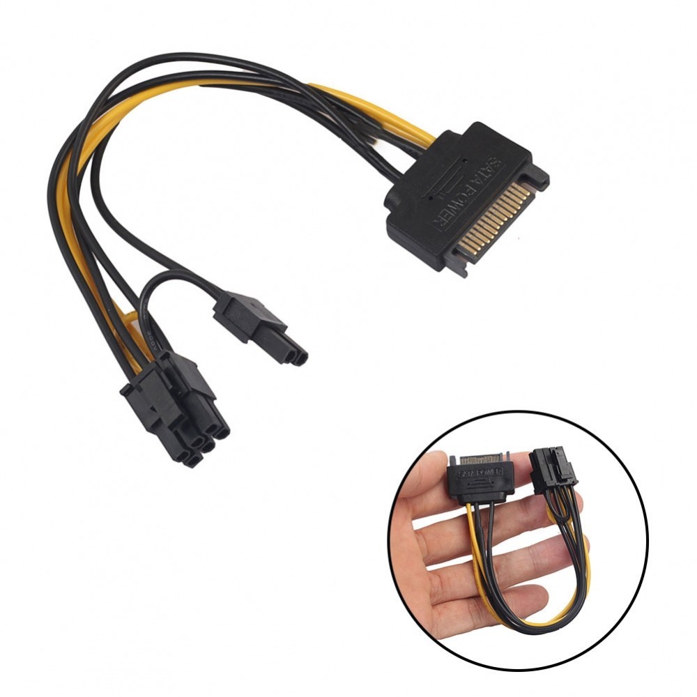 Cable SATA 15pin To 8pin 6+2 PCI-Express PCIe 8 Pin GPU 8pin(6+2) Power ...
