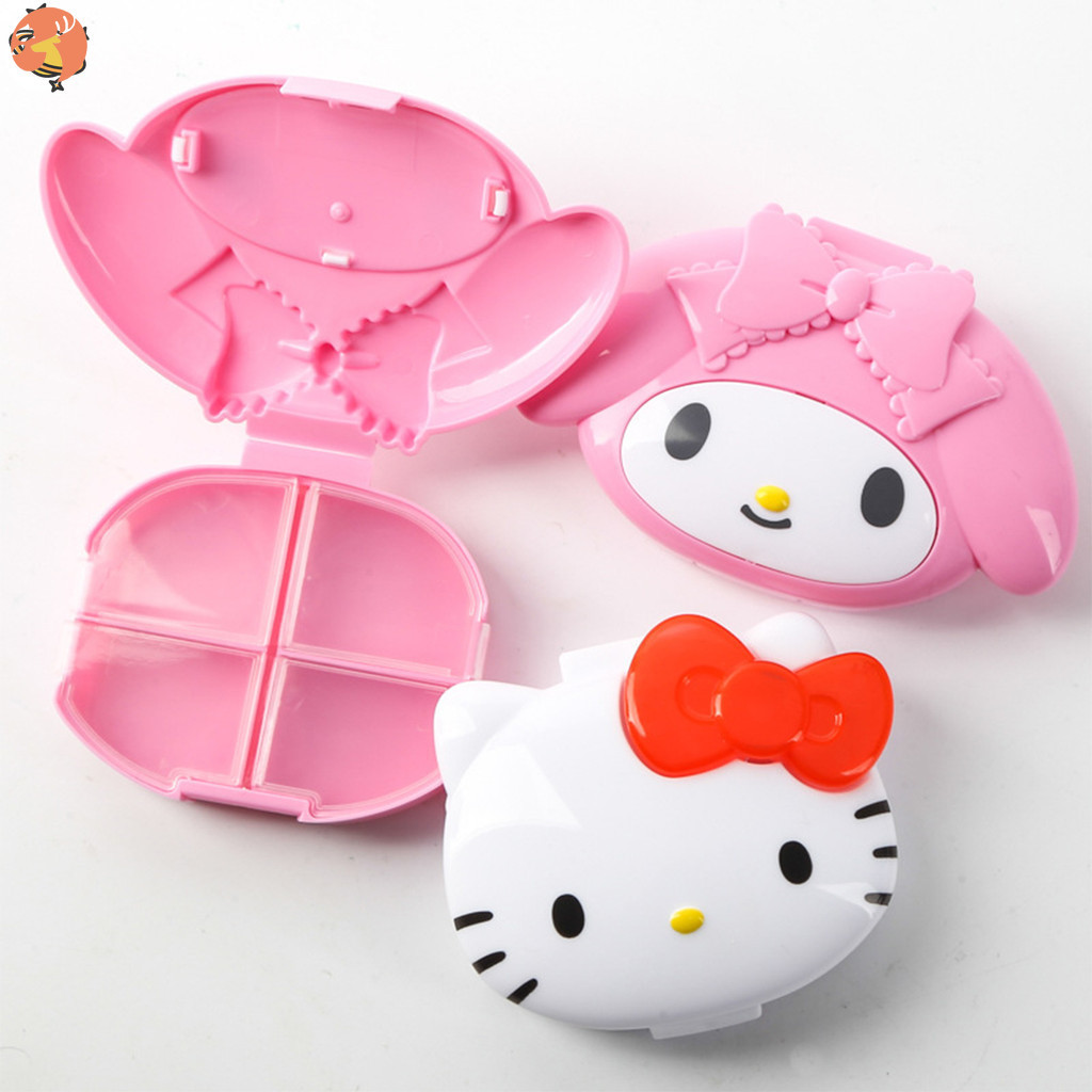 Sanrio Cartoon Hello Kitty Portable Small Pill Box My Melody Cute Anime ...