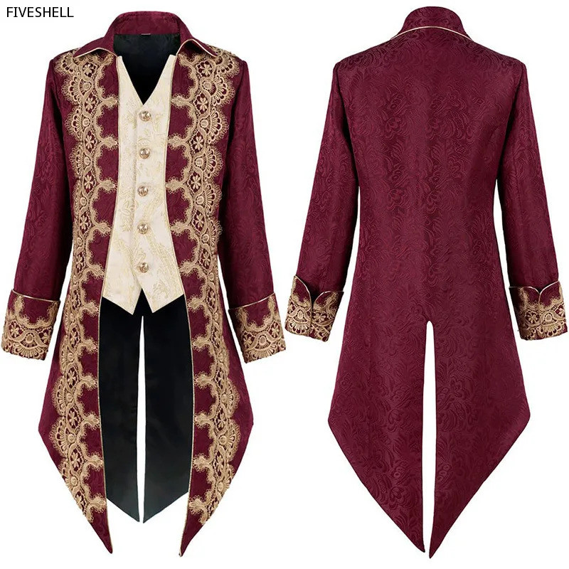 Men Steampunk Gothic Victorian Jacket Vintage Purple Velvet Tailcoat ...