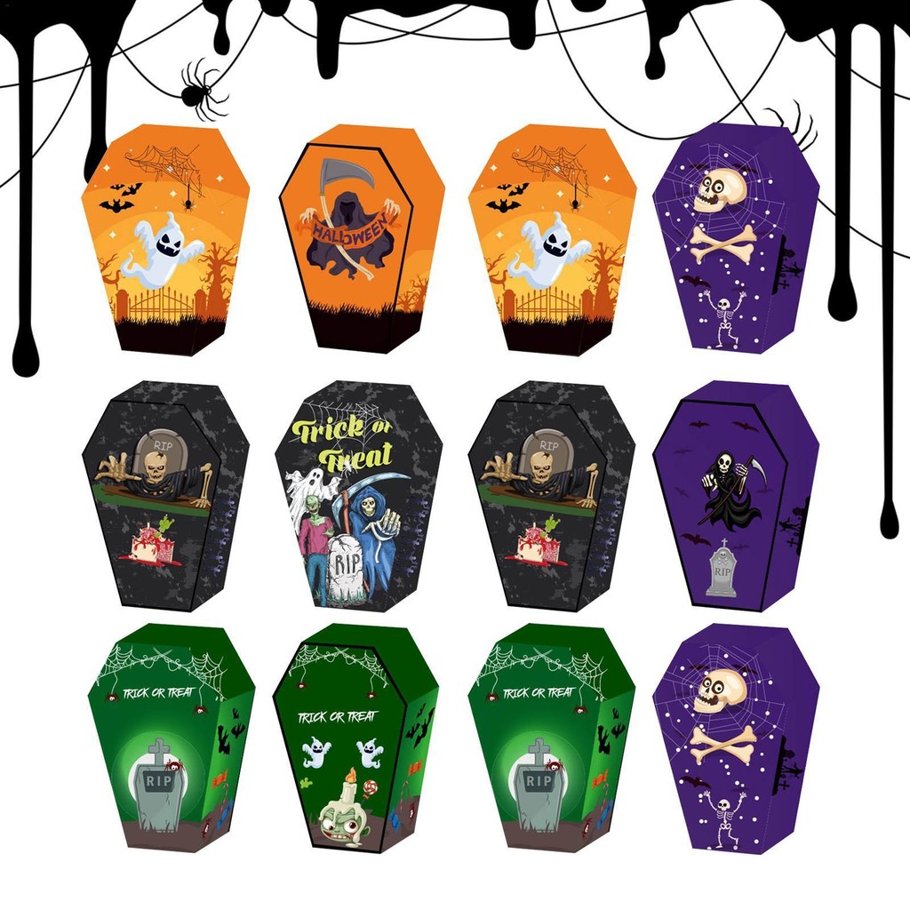 Coffin Shaped Candy Boxes 12pcs Colorful Halloween Candies Containers ...