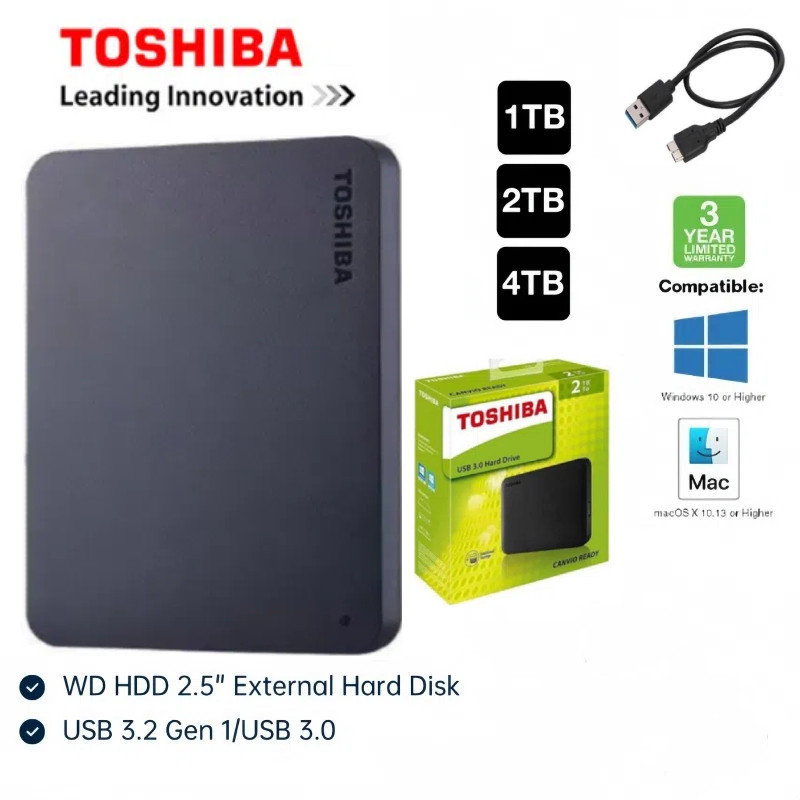 (Genuine) Toshiba External Hard Drive 4TB 2.5 Inch USB3.0 SSD 1TB 2TB ...