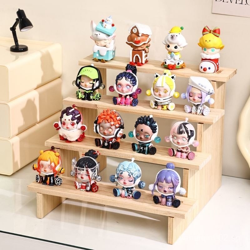 SgSELLERBlind Box Storage Display Stand Wooden Ladder Storage Rack Hand ...