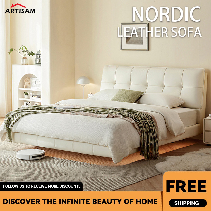 Cream Style Master Bedroom King Size Bed Suspended Bed Puff Bed Modern ...