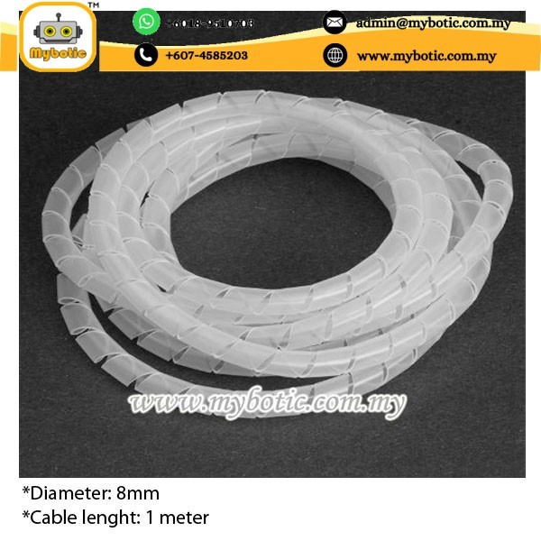 Spiral Wrapping Bands Tube Cable Wire Protector White (Ø8mm,1 meter ...