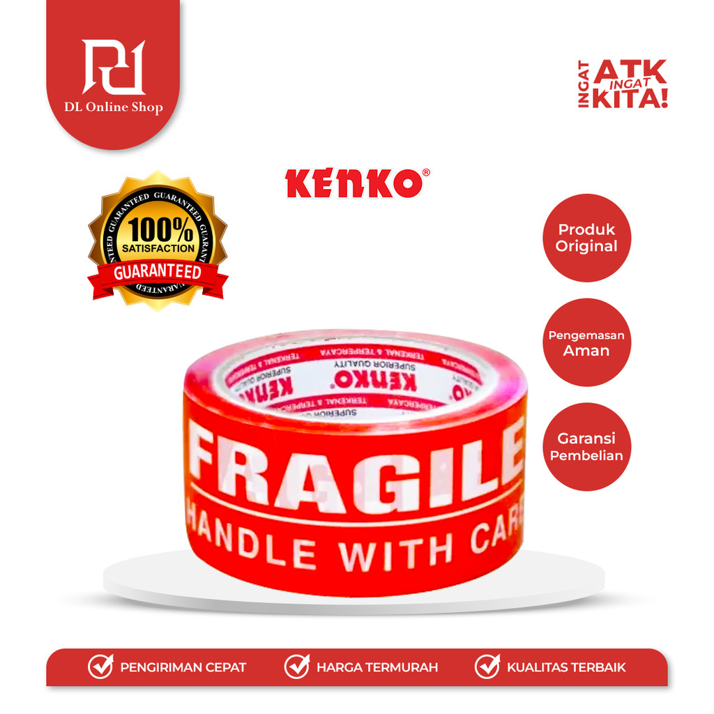 KENKO MERAH OPP FRAGILE TAPEKenko 48mm x 50m RED (1 ROLL) | Shopee ...