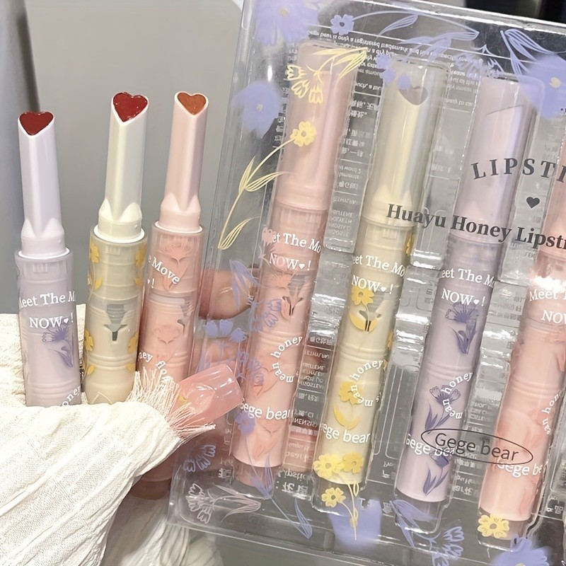 Gege bear Lipstick Set(6 pieces) Moisturizing Mirror Gloss Jelly Love ...