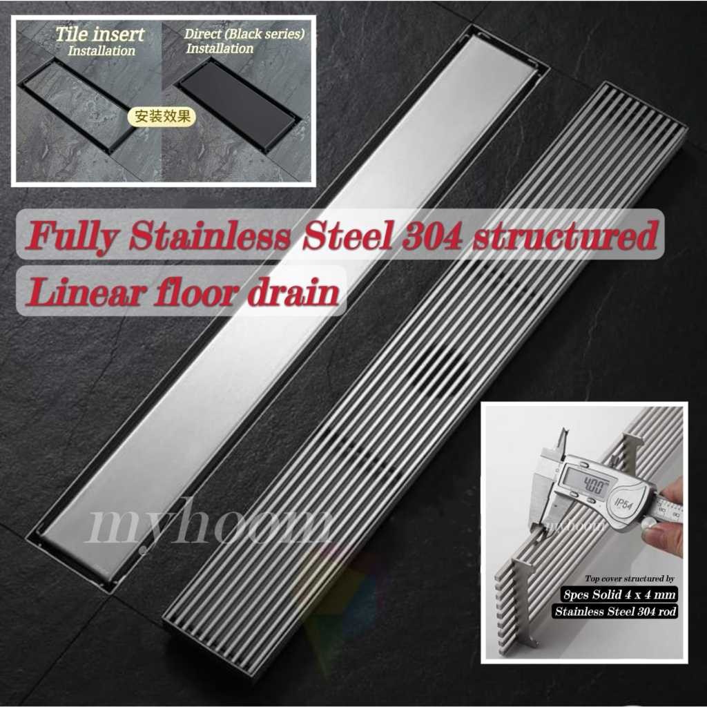 Extra Long Luxury Black Stealth Floor Drain/Bathroom Trap/Linear Shower ...