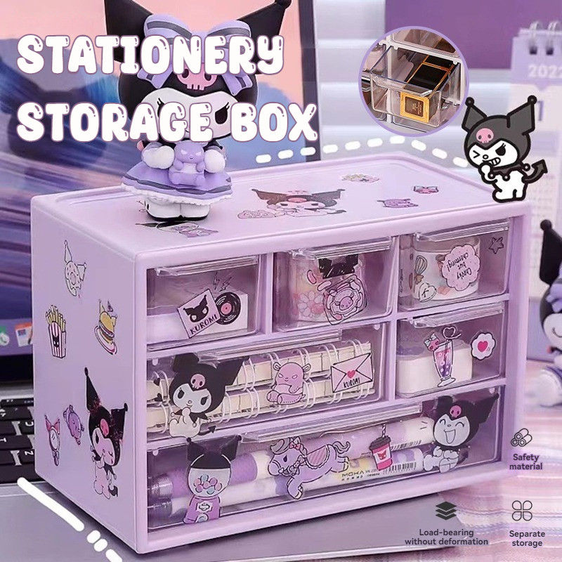 6 Mini Drawer Cute Kuromi Storage Table Organizer Mini Storage Box ...