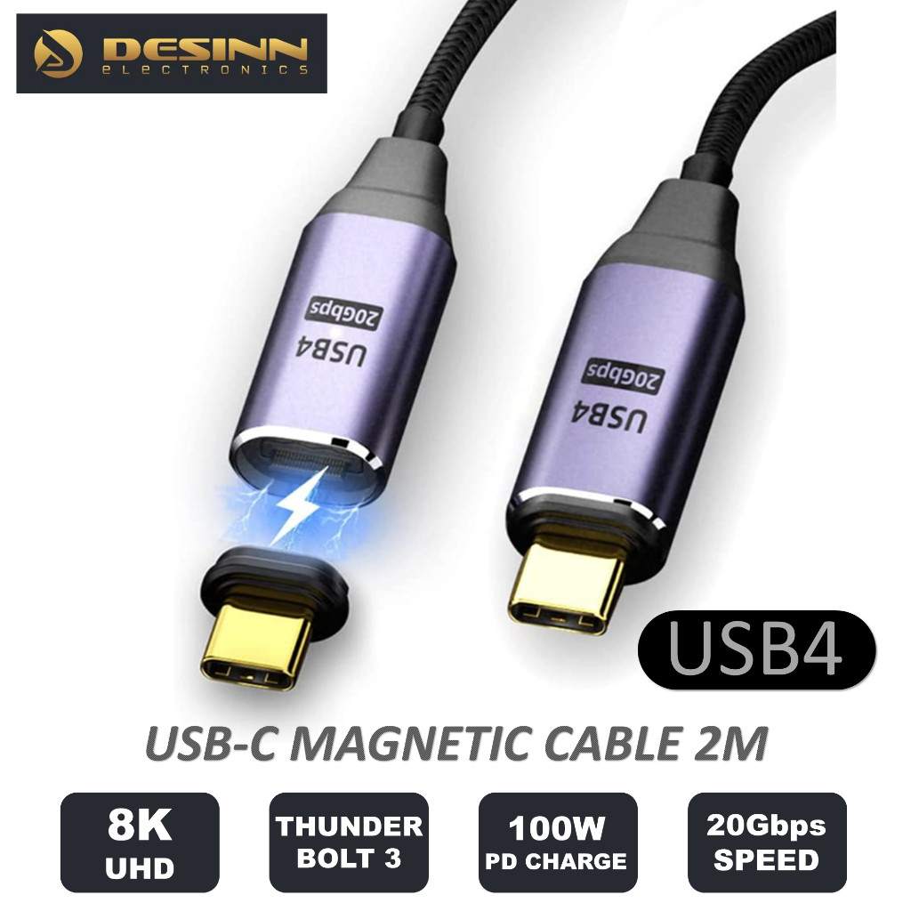 USB4 Magnetic Cable 20Gbps Type C Male with 100W Charging and 8K@60Hz ...