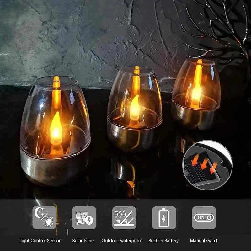 [Ready Stock] Flameless Outdoor Waterproof Solar Candles Lamp ...