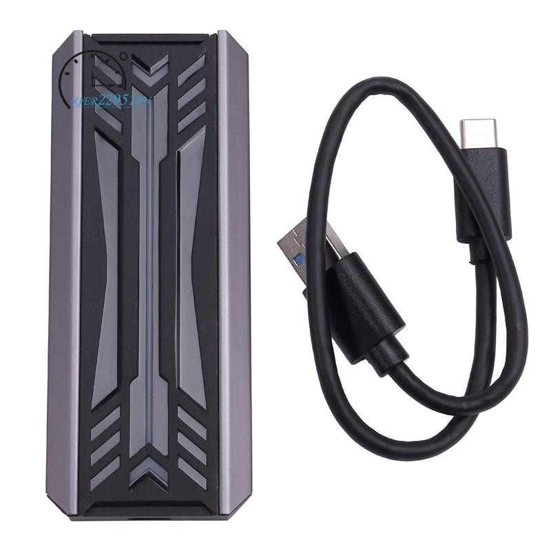 Dual Protocol SSD NVME M2 Hard Drive Enclosure RGB Aluminum M.2 to USB3.1 Gen1 5Gbps Gen2 10Gbps ...