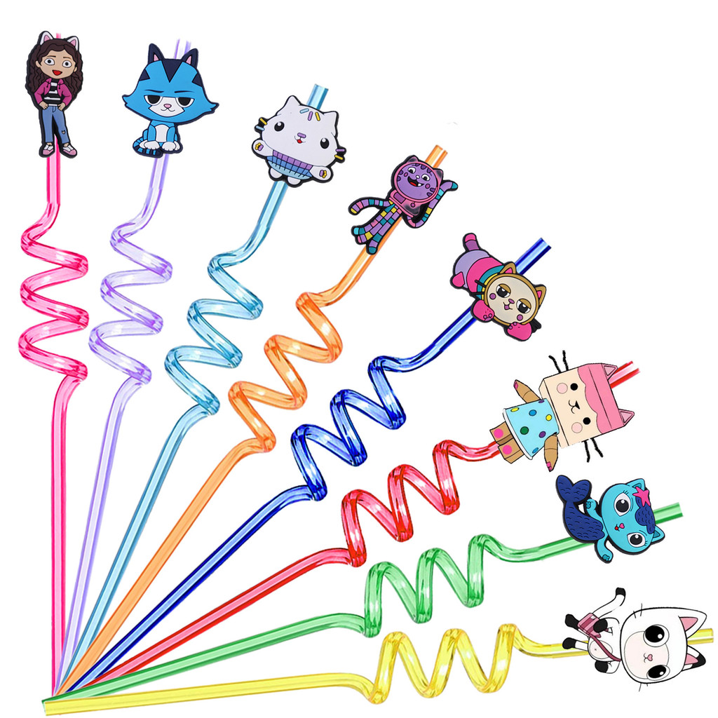 Gabby Dollhouse Cartoon Straws Cute Children's Birthday Party ...