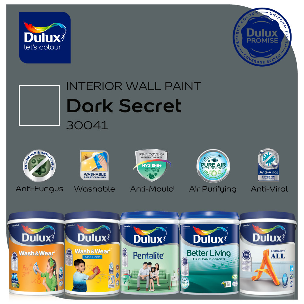 [Shop By Colour] Dulux Interior Wall Paint | Dark Secret 30041 | Anti ...