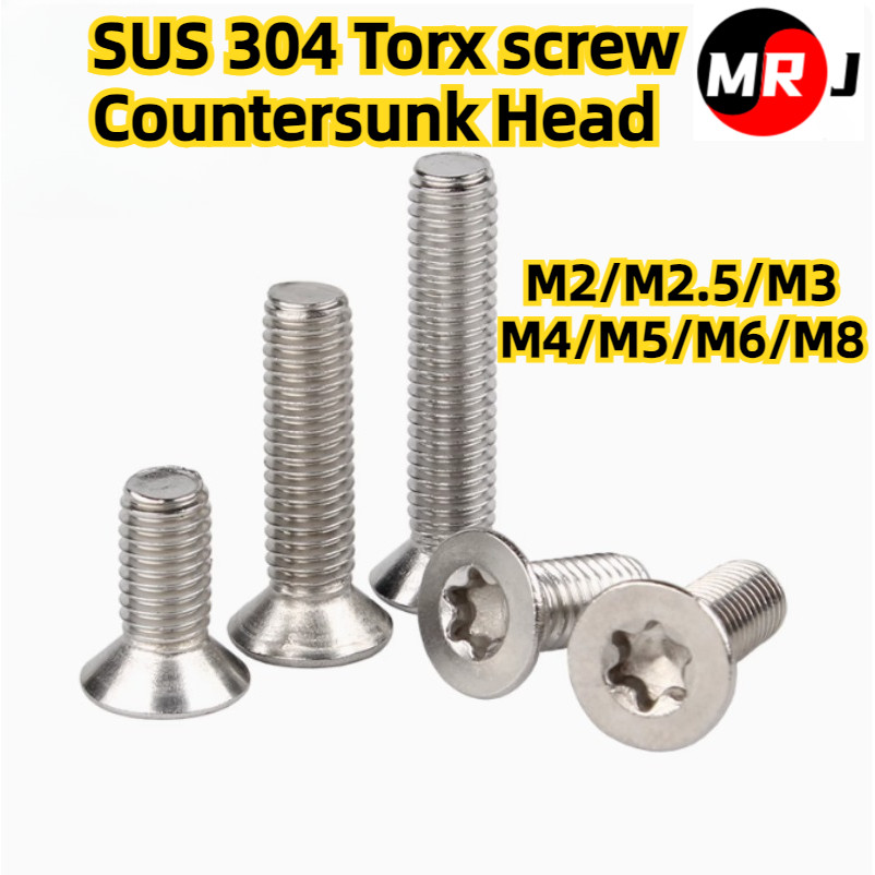 [MRJ] 304 Stainless Steel Torx Countersunk Screw Star Flat Head Bolt M2 ...