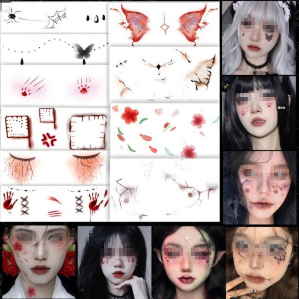 Halloween Fake Tattoo Face Sticker Spider Scar Tattoo Realistic Scar ...