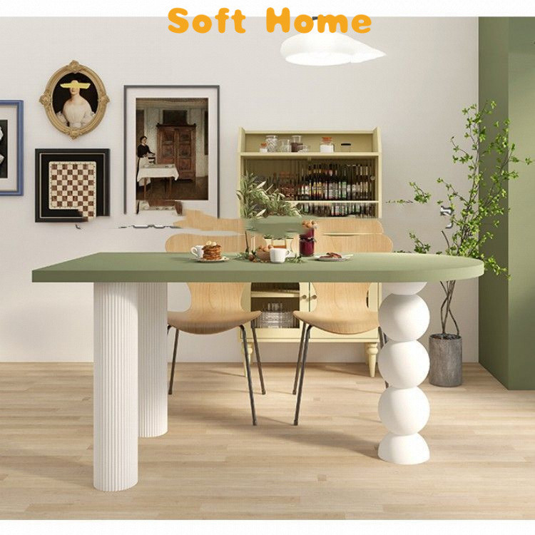 Semicircular Island Table Dining Table Solid Wood Rock Plate Dining ...