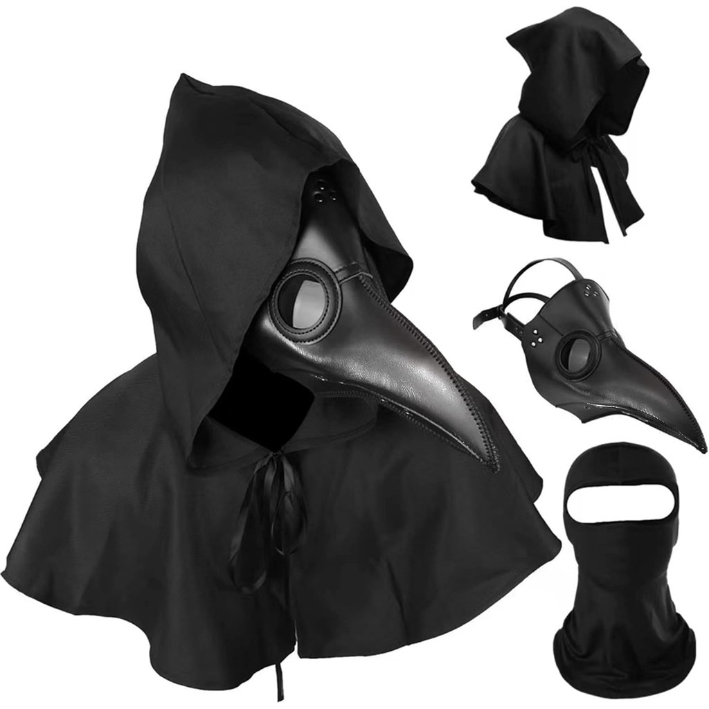 HAOSUN Plague Doctor Mask and Cloak Halloween Costumes for Men 3 in 1 ...