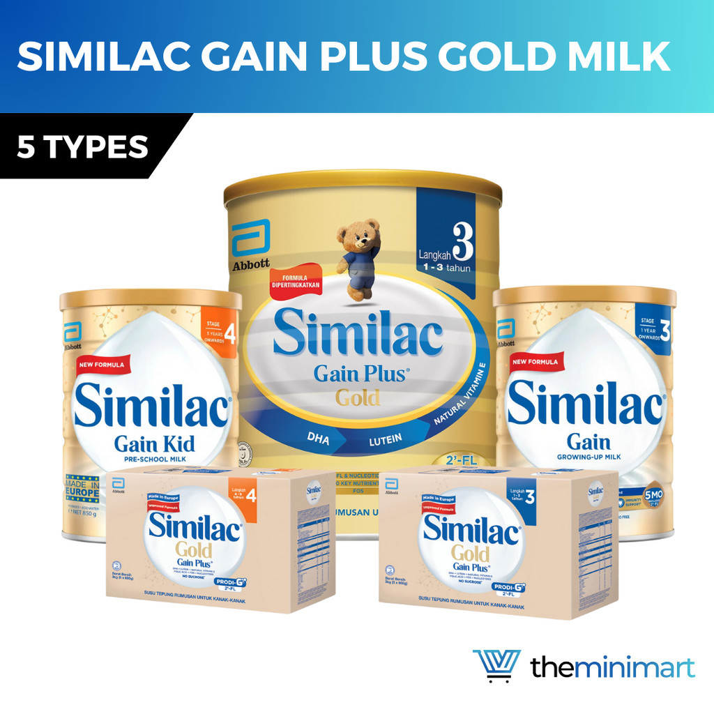 Similac Gain Plus Gold Tin and Box 900g/3kg Step 3-4 | Gain Kid Tin ...