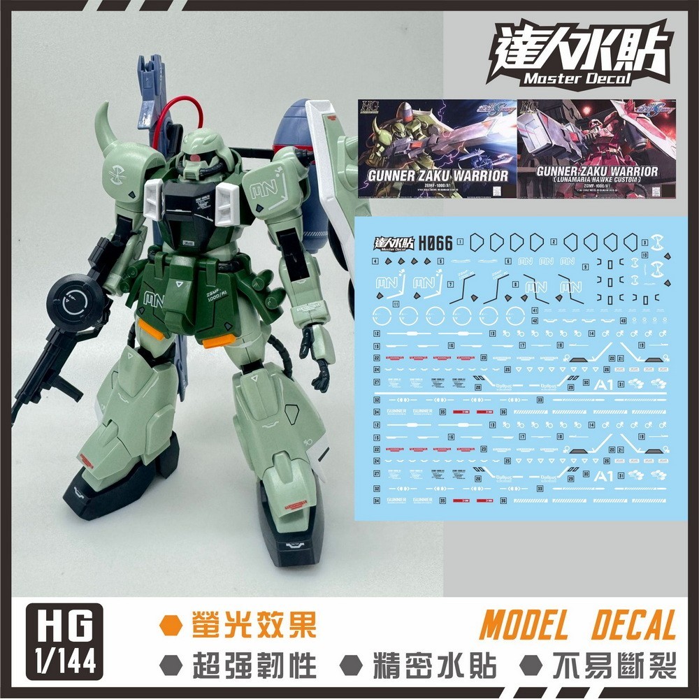 Master Decal H066 for HG 1/144 Gunner Zaku Warrior Plastic Model Action ...