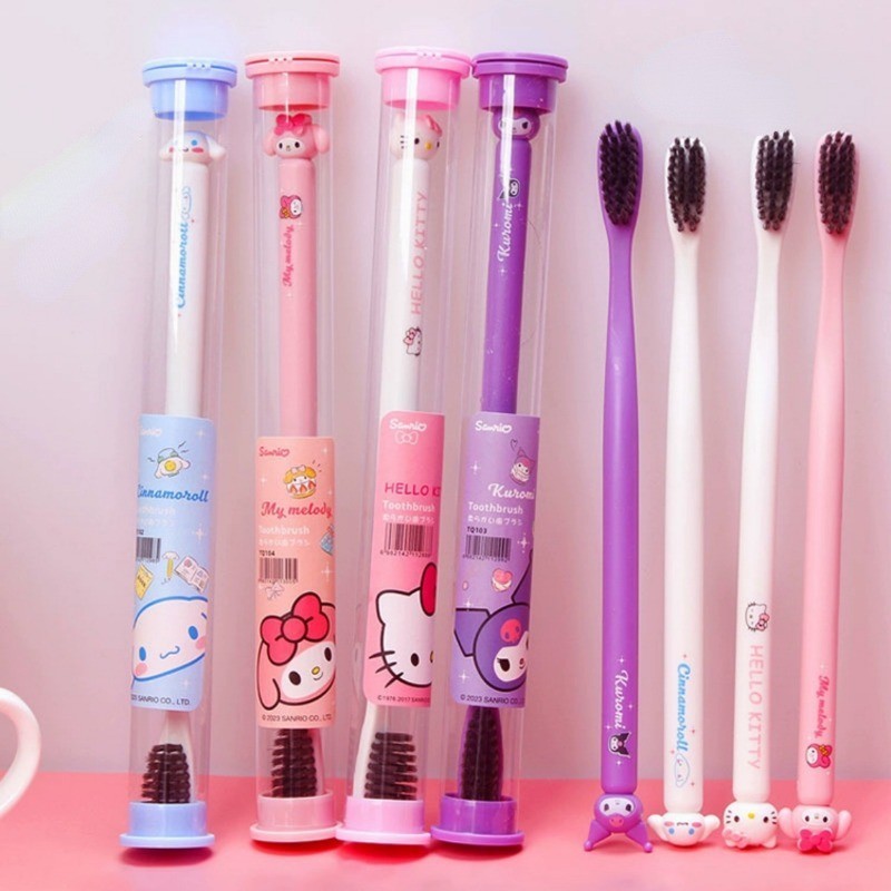 Kawaii Kuromi My Melody Cinnamoroll Soft Toothbrush Anime Sanrio Girl ...