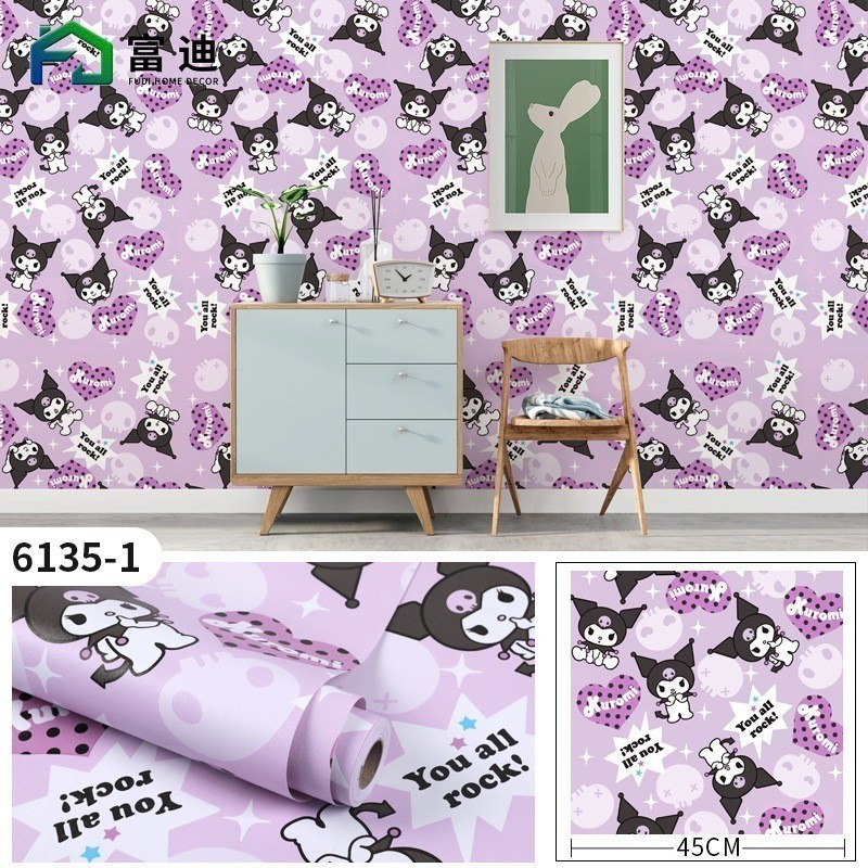 Kuromi Sanrio Wall Wallpaper 8m to 9m x 45cm | Shopee Singapore