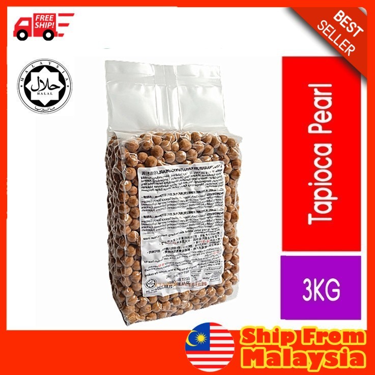 HALAL Black Tapioca Pearl (3KG) - Chewy and Caramel Aroma / Bubble Tea ...