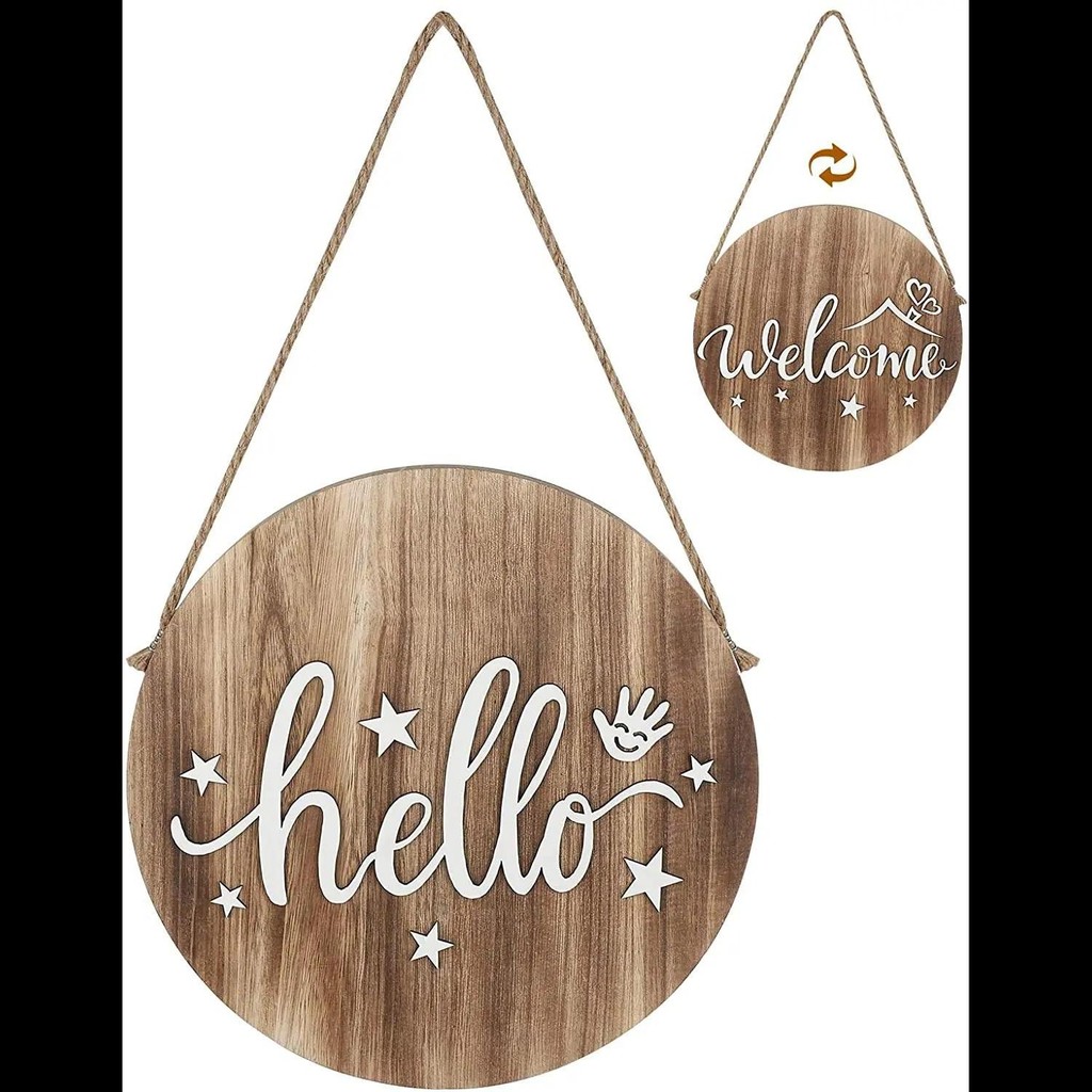 Rustic Farmhouse Hello Welcome Wooden Letter Sign DIY Block Words Wall ...