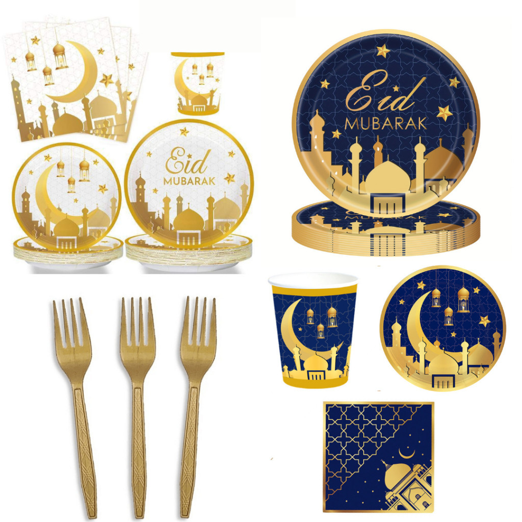 Paper plates Cups Eid Gold Paper plates Paper Cups Party Supplies Eid ...