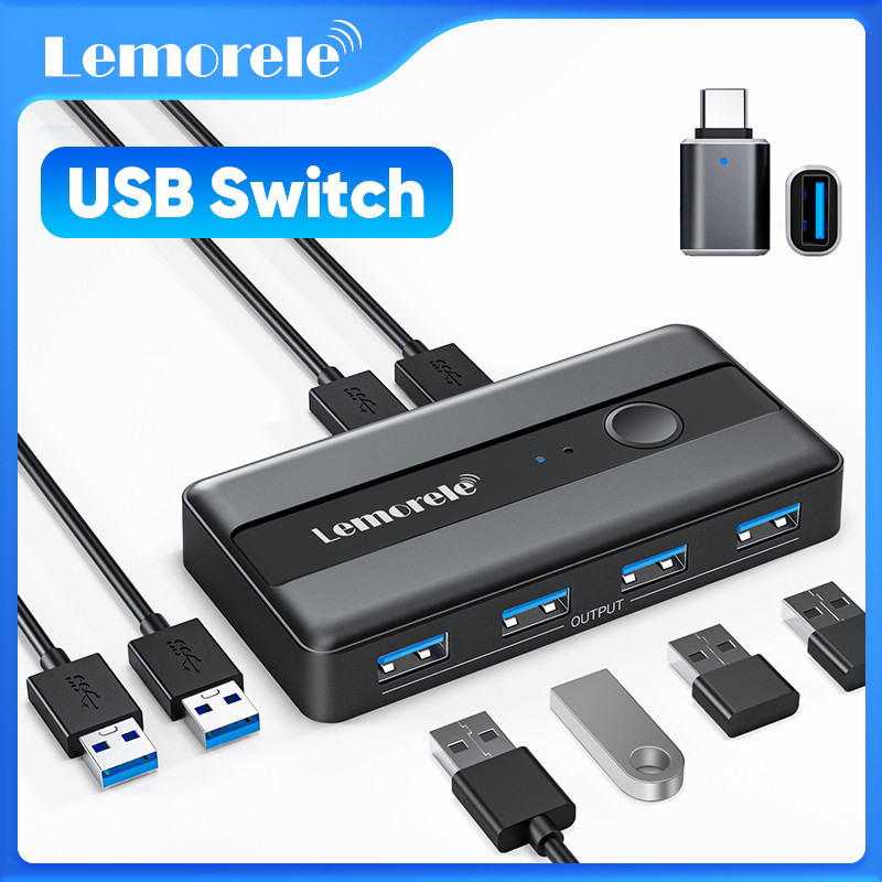 Lemorele Usb 3.0 Kvm Switch Usb C Switcher Selector Adapter Usb Hub For ...