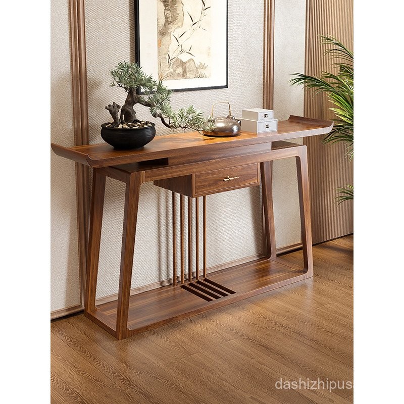 New Chinese Style Entryway Table Solid Wood Simple Entryway Cabinet Light Luxury Elm Wood ...