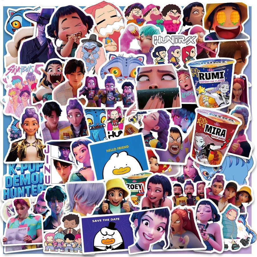 2025 KPop Demon Hunters Stickers Rumi Zoey Mira 50Pcs Sticker Saja Boys ...