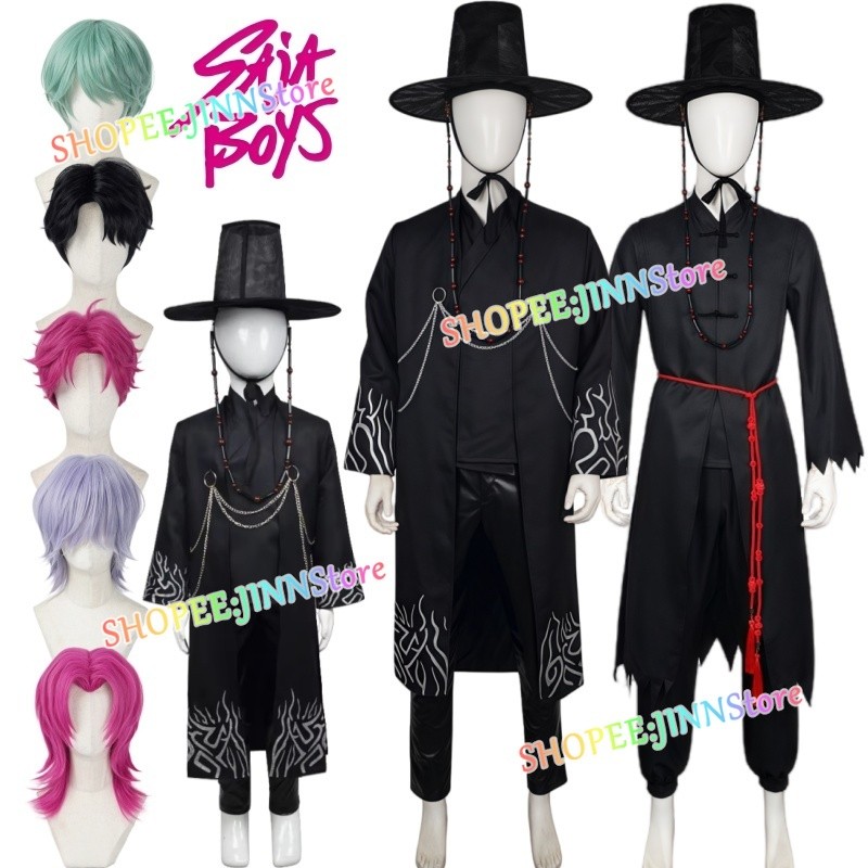 -JINN-2 Style SAJA BOYS Cosplay Costume&Wig KPOP DEMON HUNTERS BABY JINU Cosplay Black Stage ...