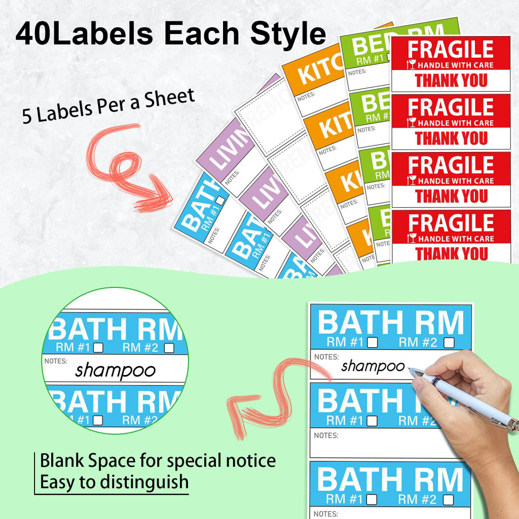 Waterproof Moving Tags Bedroom Organization Labels 50 Sheets Waterproof ...