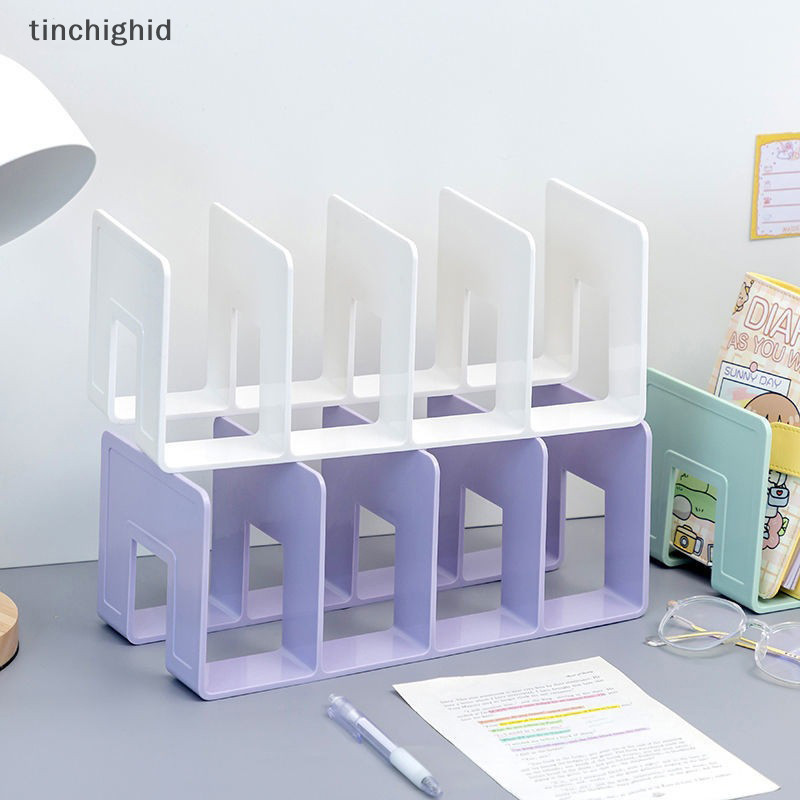 tinchighid 4 Grid Multi-Purpose Bookends Book Storage Stand Organizer ...