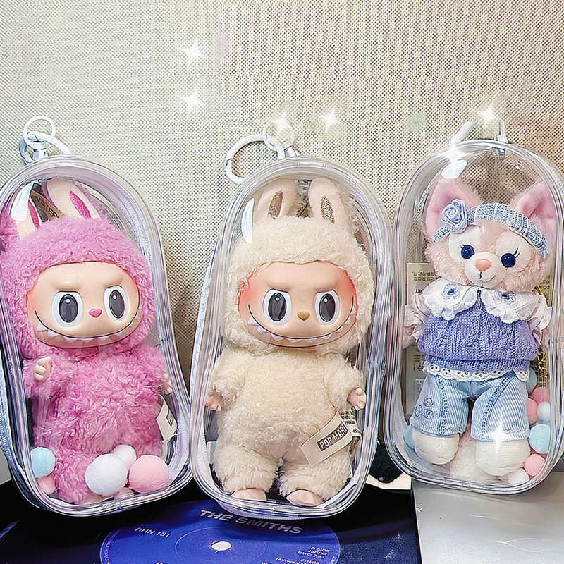 LABUBU Bag Cartoon Plush Dolls PVC Transparent Dustproof Outdoor Bag ...