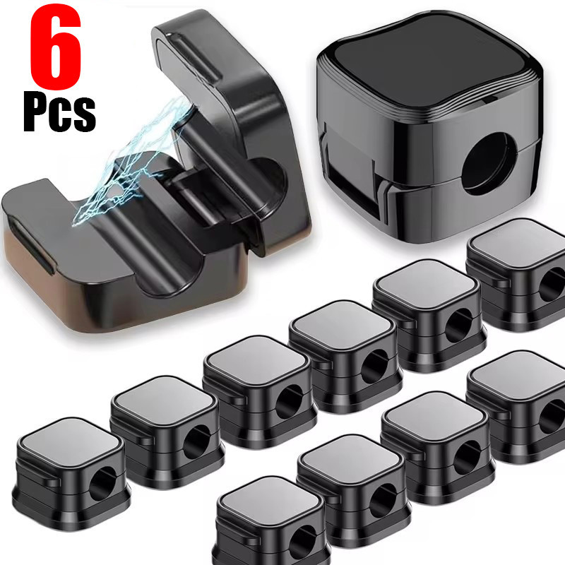 6Pcs Magnetic Data Cable Storage - Self-adhesive ABS Wire Clips - Under ...