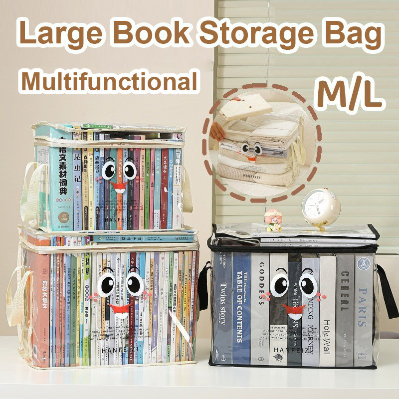 Large Book Storage Bag with Zipper Handle Multifunctional Transparent ...
