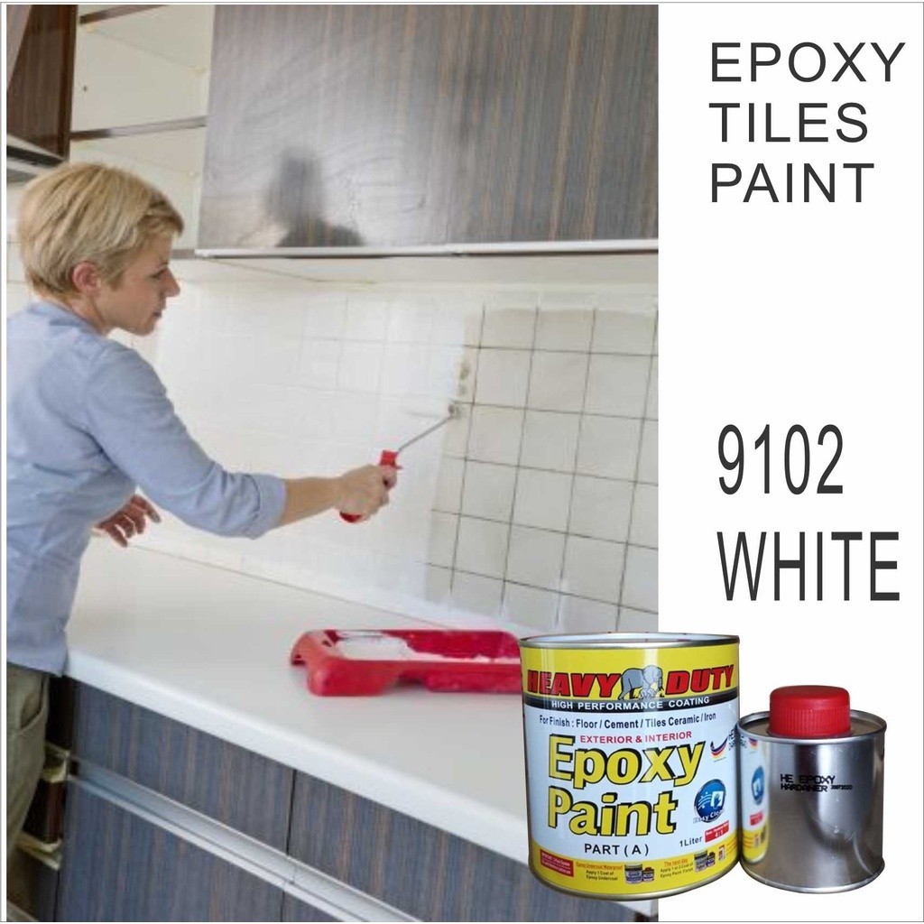( HE9102 WHITE ) 1 Liter EPOXY ( HEAVY DUTY ) Two Pack Epoxy Floor ...