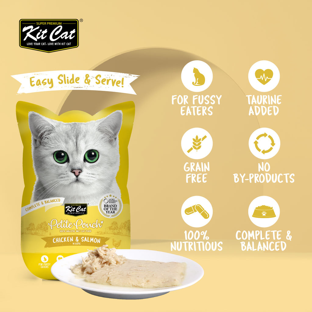 Kit Cat Petite Pouch Complete & Balanced Wet Cat Food - Chicken ...