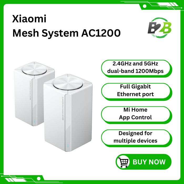 Xiaomi Router Mesh System AC1200 Dual-band 27.5 GHz 5 GHz 1200 Mbps Gigabit Ethernet Port ...