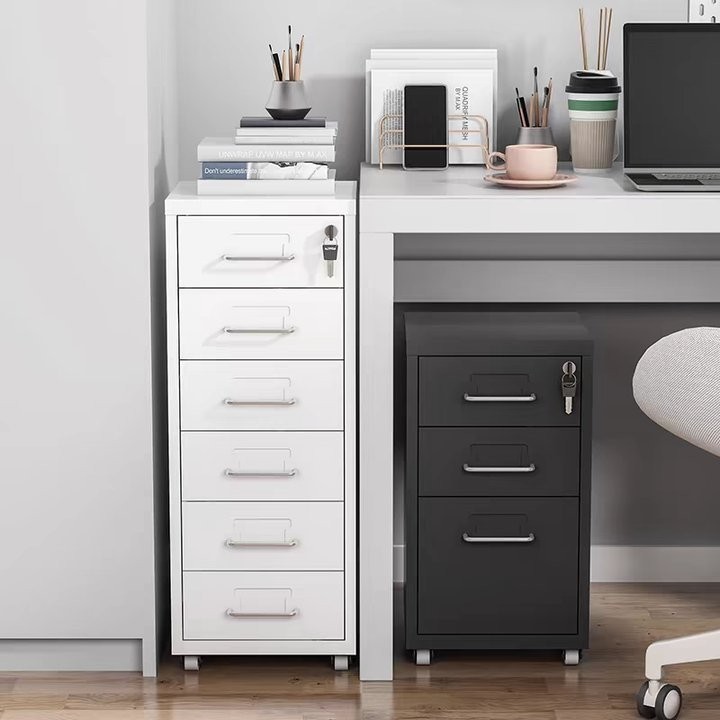 3/5/6L Metal File Drawer With Lock Home Office Cabinet Table Storage ...