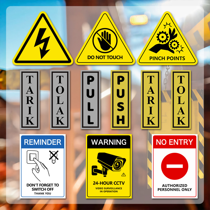 Waterproof Warning Sign Stickers Caution Danger Signage Safety Label ...