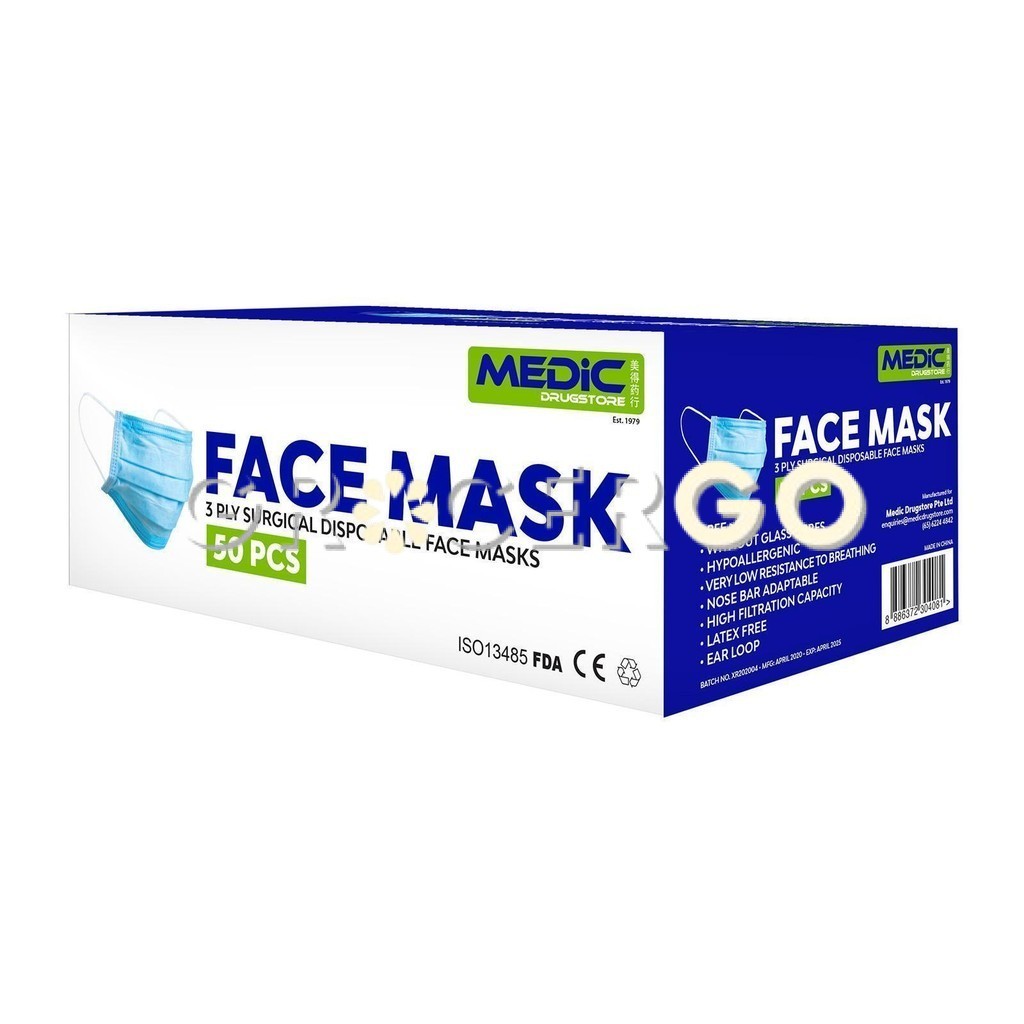 Medic Drugstore 3Ply Surgical Disposable Face Mask BFE above 99 percent ...