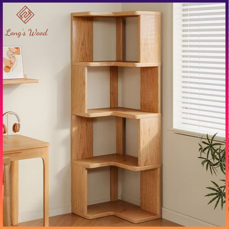 Bookshelf Solid Wood Shelf Floor Corner Household Corner Bookcase ...