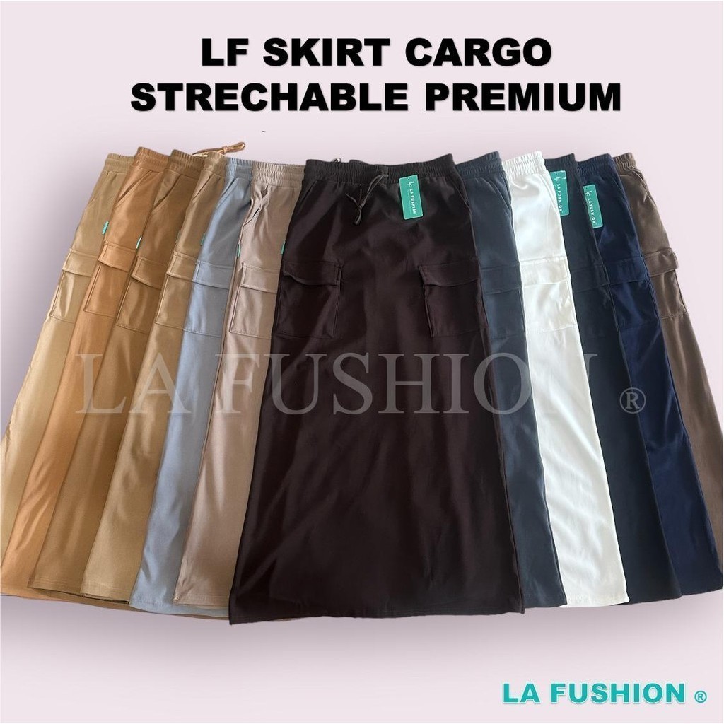 LA FUSHION A-SKIRT CARGO STRECHABLE PREMIUM Kain Casual Ironless Slack ...