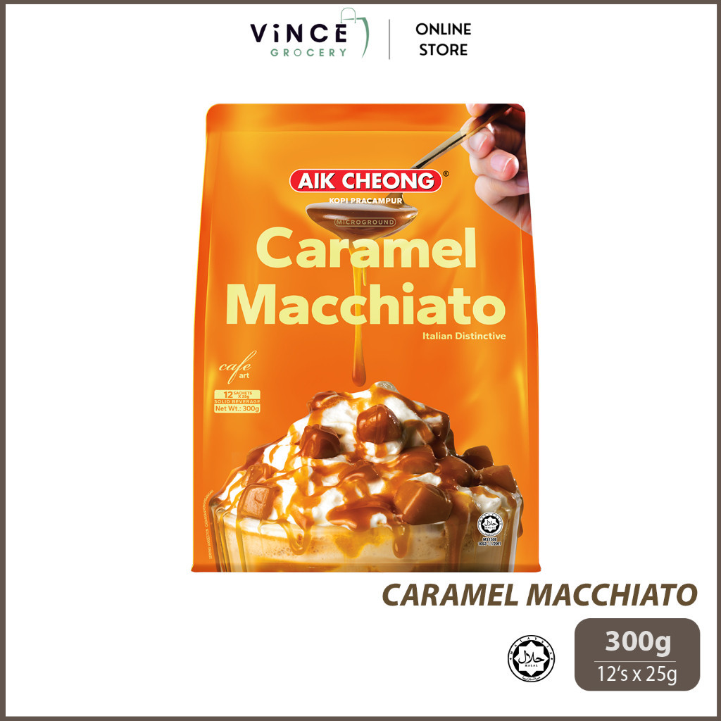 AIK CHEONG Cafe Art Caramel Macchiato | 300G [12's x 25G] | Shopee ...