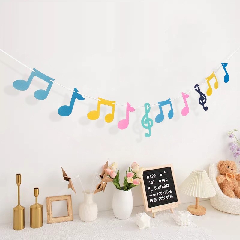 Colorful Music Note Birthday Party Banner for Music Theme Party ...